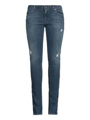 Dolce & Gabbana Dark Wash Slim-fit Distressed Jeans - Blue