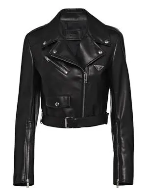 PRADA Prada Cropped Zipped Jacket With Classic Lapel And Enameled Triangle Logo