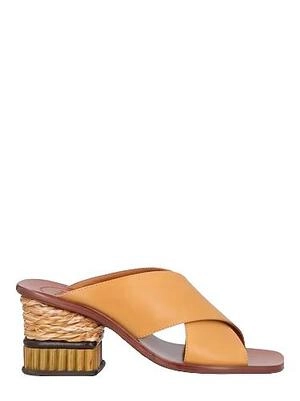 Chloé Leather Square-toe Block-heel Sandals - Orange