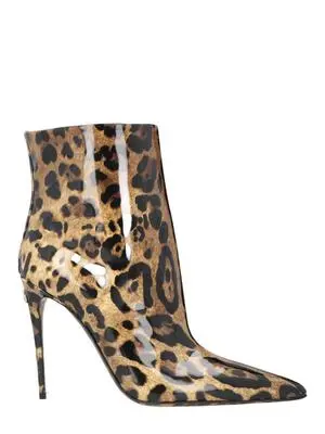 Dolce & Gabbana Leopard Print Leather Ankle Boots - Black