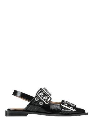 GANNI Pointed-toe Slingback Pumps With Buckle Detailing - Black