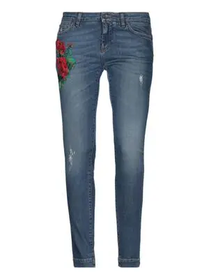 DOLCE & GABBANA Dolce & Gabbana Medium Wash Skinny Jeans With Embroidered Detail