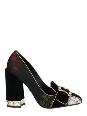 DOLCE & GABBANA Dolce & Gabbana Floral Print Velvet Loafers