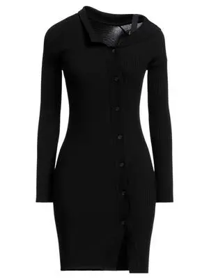 Jacquemus Ribbed Knit Long Sleeve Button-up Dress - Black
