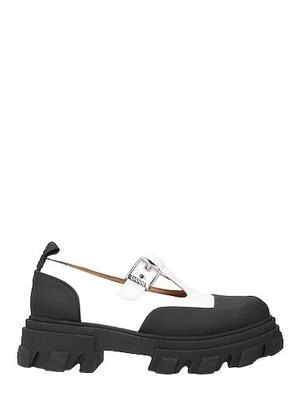 GANNI Ganni Two-Tone T-Strap Sandals With Block Heel