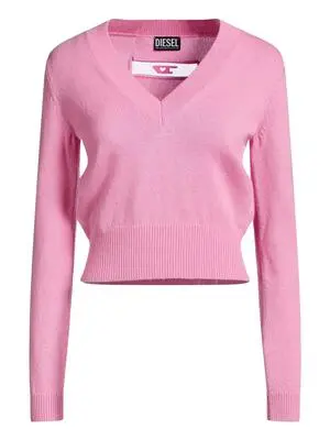 DIESEL® Wool V-neck Long Sleeve Sweater - Pink