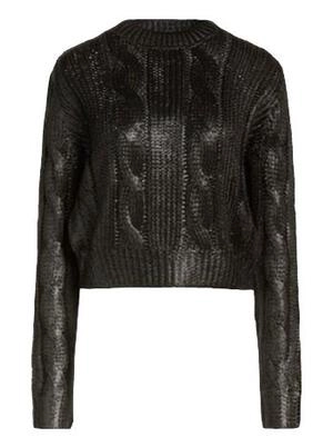 DIESEL® Knitted Crewneck Top With Coated Effect - Black