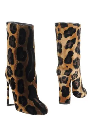 Dolce & Gabbana Leopard-print Velvet Ankle Boots - Black