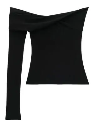 COURREGES Twisted Single-sleeve Jersey Top - Black