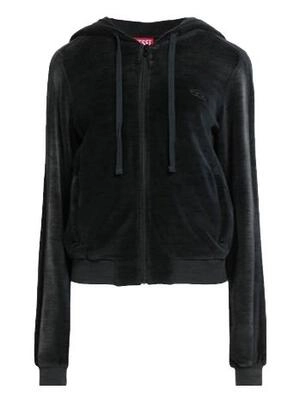 DIESEL® Velvet Hooded Zip Up Jacket - Black