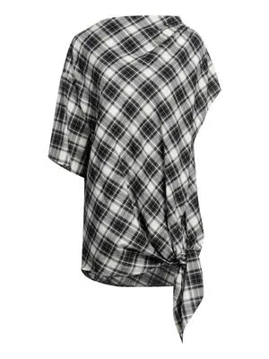 ISABEL MARANT ÉTOILE Isabel Marant Etoile Plaid Asymmetrical Short Sleeve Top