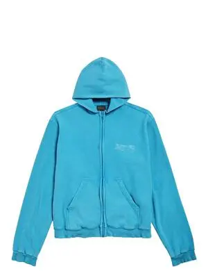Balenciaga Logo Detail Zip-up Hoodie - Sky-blue