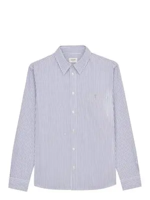 SAINT LAURENT Saint Laurent Cassandre Striped Cotton Poplin Shirt