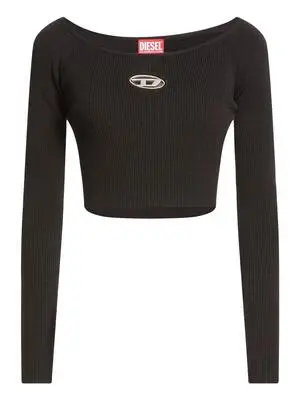 DIESEL® Ribbed-knit Scoop Neck Long Sleeve Jumper - Black