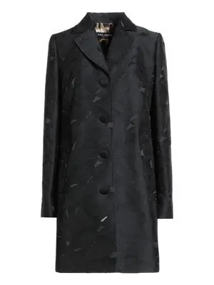 Dolce & Gabbana Jacquard Long Sleeve Overcoat - Black