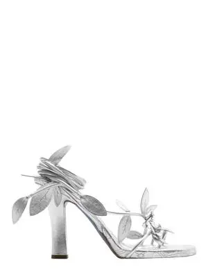 Burberry Ivy Flora 105mm Leather Sandals - Gray