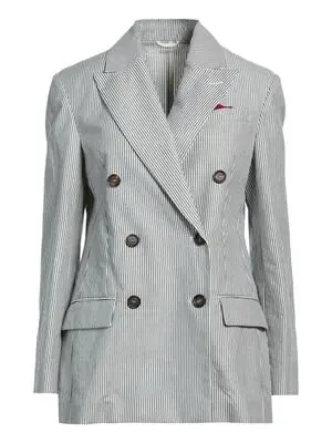 Brunello Cucinelli Double-breasted Striped Blazer - Gray