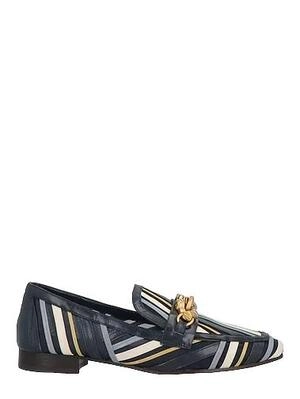 Tory Burch Embellished Striped Leather Loafers - Black