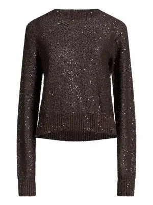Brunello Cucinelli Sequined Crewneck Knit Top - Black