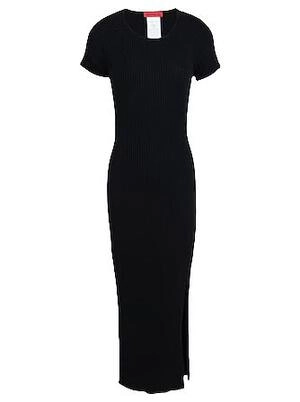 MAXCO. Max&co. Slim Fit Knit Midi Dress With Side Slit - Black