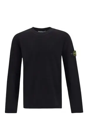 Stone Island Logo Patch Crewneck Knitted Jumper - Blue