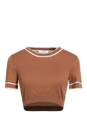 Max Mara Short-sleeved Crewneck Knit Top - Brown