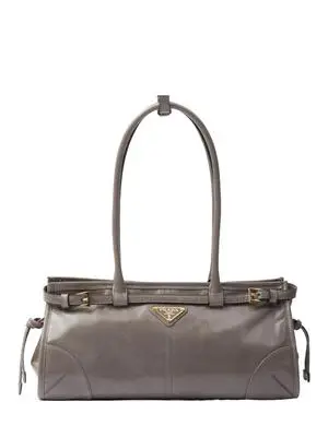 Prada Triangle Logo Tote Bag - Gray