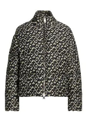 Tory Burch Down Jacket With Logo Print - Black