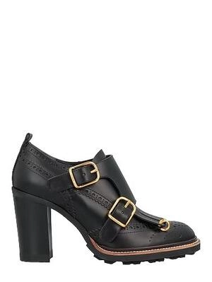 Chloé Leather Monk Strap High Heel Shoes With Tassels And Perforations - Black