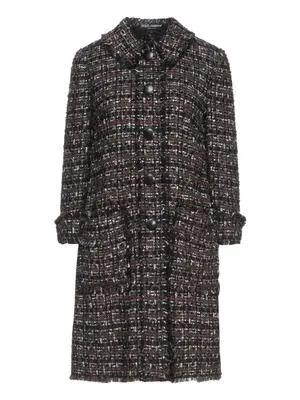 Dolce & Gabbana Multicolor Tweed Coat - Black