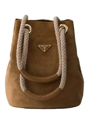 Prada Prada Mariner Small Suede Bucket Bag Cinnamon