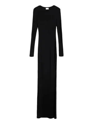 Saint Laurent Long Sleeve Crewneck Bodycon Jersey Dress - Black