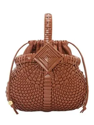 Loewe Mini Diamond Round Basket Bag In Calfskin - Brown