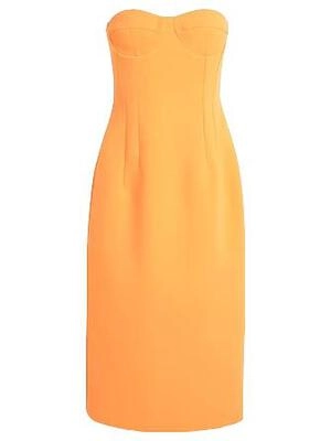 MAXCO. Sweetheart Neckline Sleeveless Midi Dress - Orange