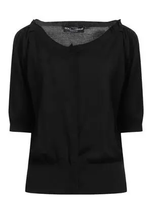 Dolce & Gabbana Lightweight Knitwear With Ruffles - Black