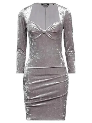 Isabel Marant Étoile Isabel Marant Chenille Plunge Neck Gathered Dress Gray