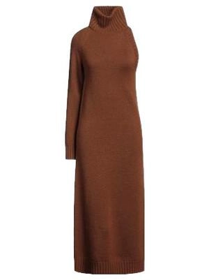 Max Mara One Shoulder Knit High Neck Dress - Brown