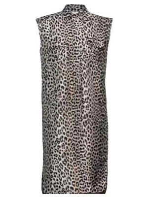 GANNI Sleeveless Leopard Print Jacquard Dress - Gray