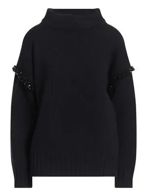 Max Mara Mock Neck Appliqué Wool Pullover - Black