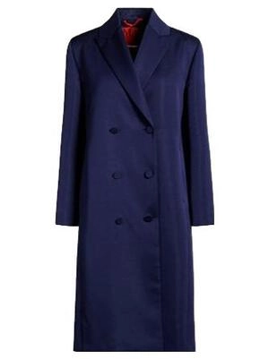 MAXCO. Double-breasted Satin Overcoat - Blue