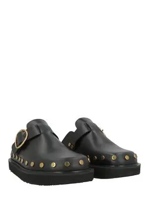 Isabel Marant Étoile Isabel Marant Studded Leather Clogs With Buckle Detail Black