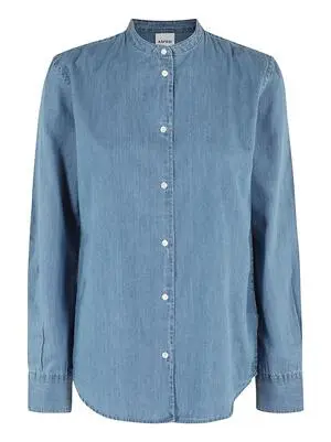 Aspesi Mandarin Collar Denim Shirt - Blue