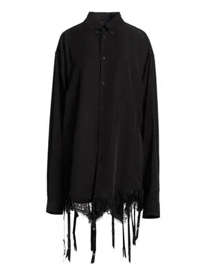 Balenciaga Long-sleeve Shirt With Lace Trim - Black