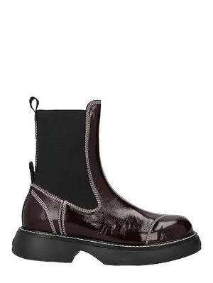 GANNI Solid Color Platform Boots - Black