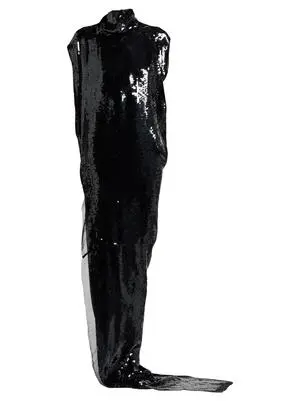 Rick Owens Sequined Turtleneck Dress With Side Slit - Black