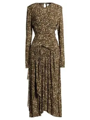 Isabel Marant Étoile Leopard Print Long Sleeve Asymmetrical Dress - Multicolor