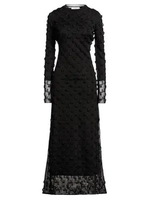 Sportmax Long Sleeve Crew Neck Dress With Tulle Details - Black