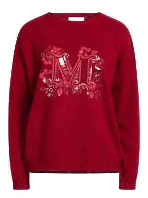 Max Mara Designer Sequined Knit Top - Red