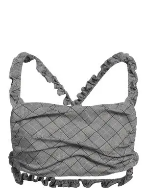 GANNI Ganni Wales Check Crop Top Gray