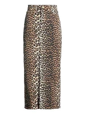 GANNI Leopard Print Denim Skirt - Black